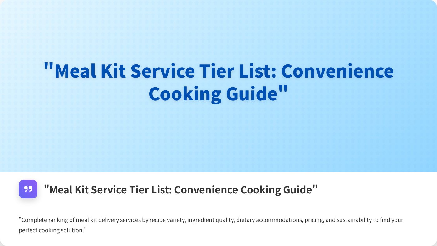 Meal Kit Service Tier List: Convenience Cooking Guide | 自定义排行榜 ...