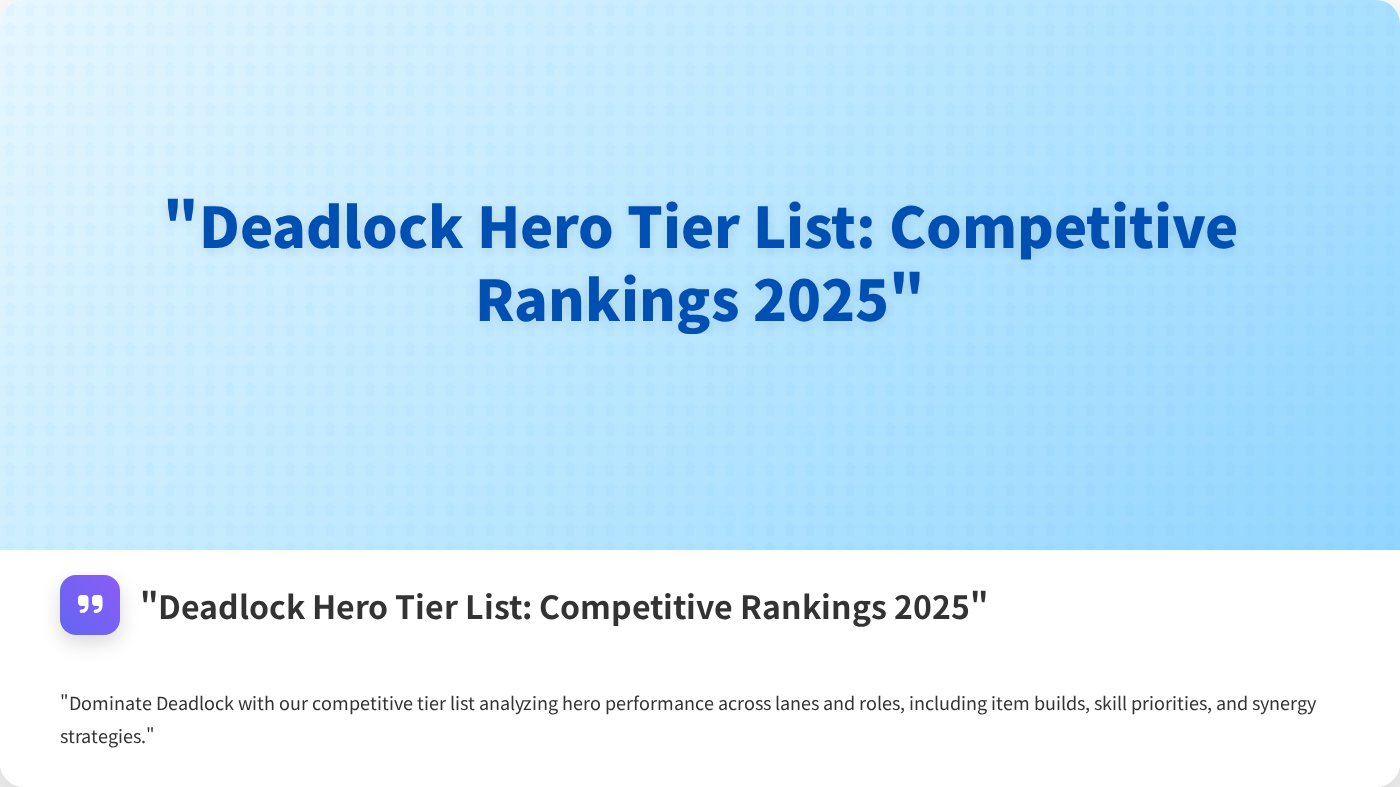 Deadlock Hero Tier List: Competitive Rankings 2025 | Custom Tier List ...