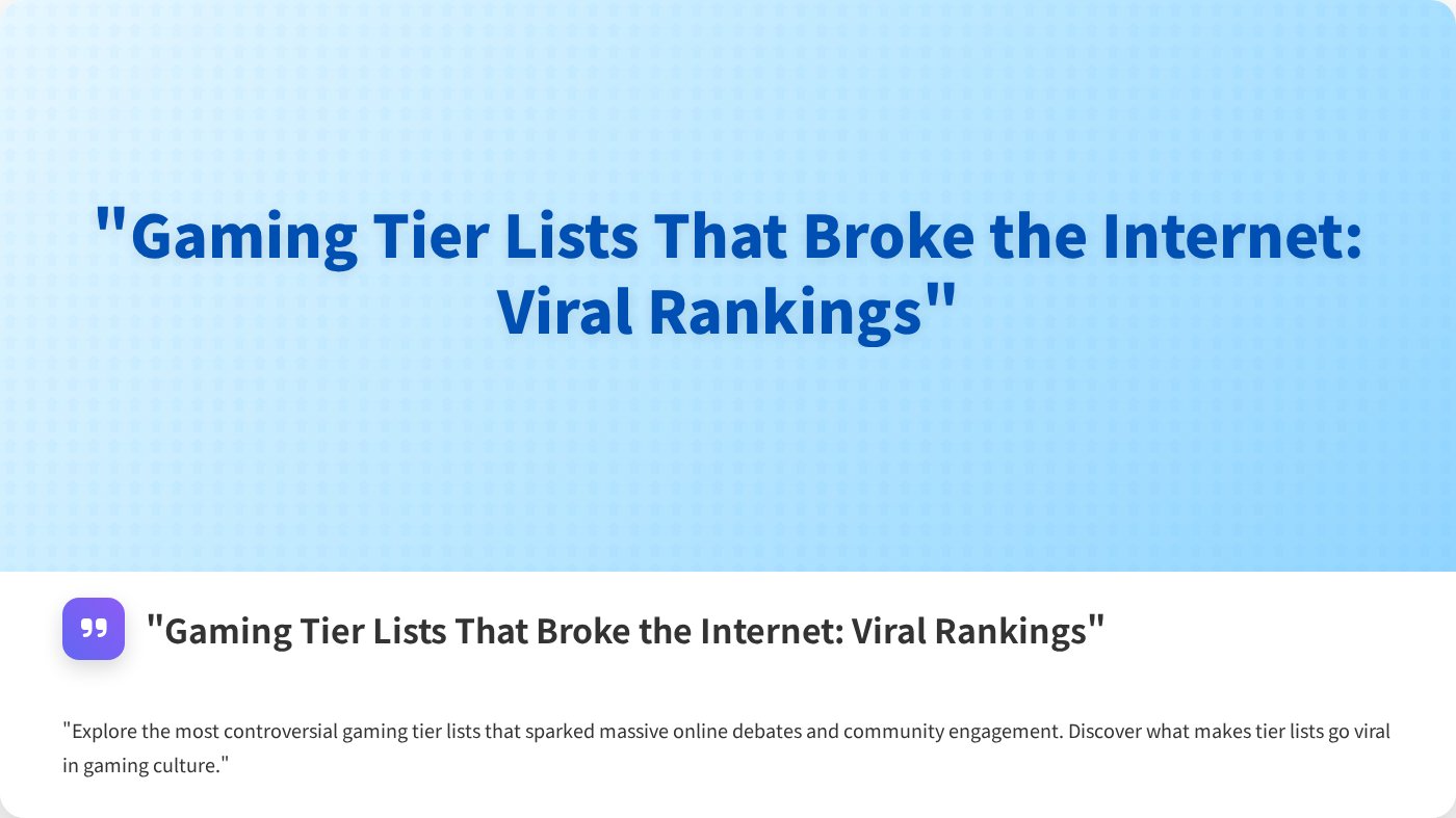 Gaming Tier Lists That Broke the Internet: Viral Rankings | Custom Tier ...