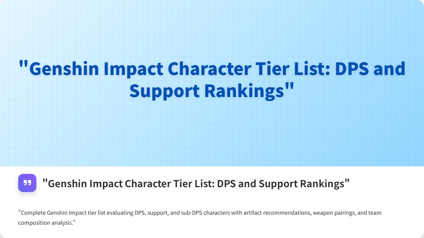 Genshin Impact Character Tier List: DPS and Support Rankings | Custom ...