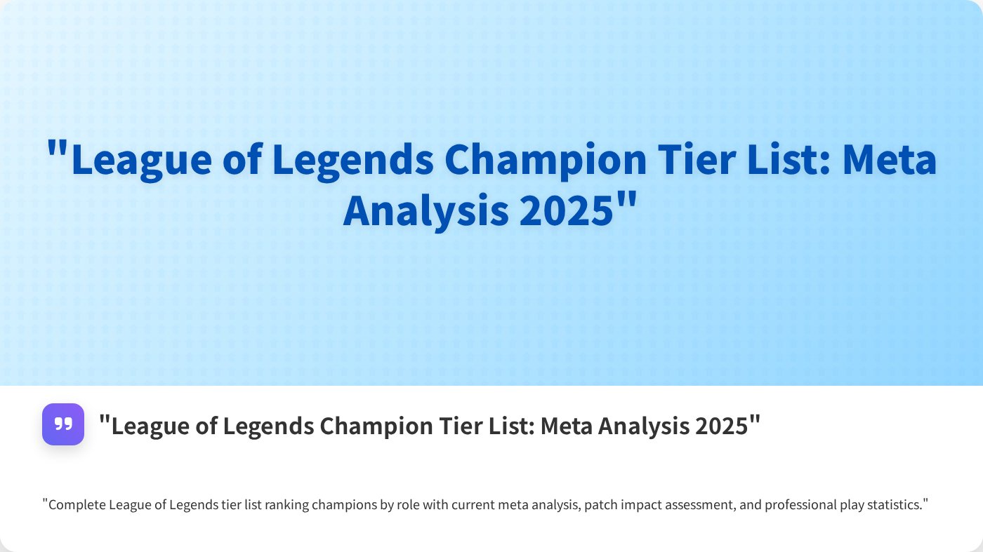 League of Legends Champion Tier List: Meta Analysis 2025 | Custom Tier ...