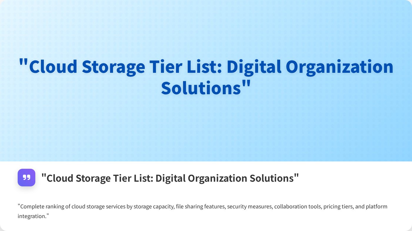 Cloud Storage Tier List: Digital Organization Solutions | Custom Tier ...