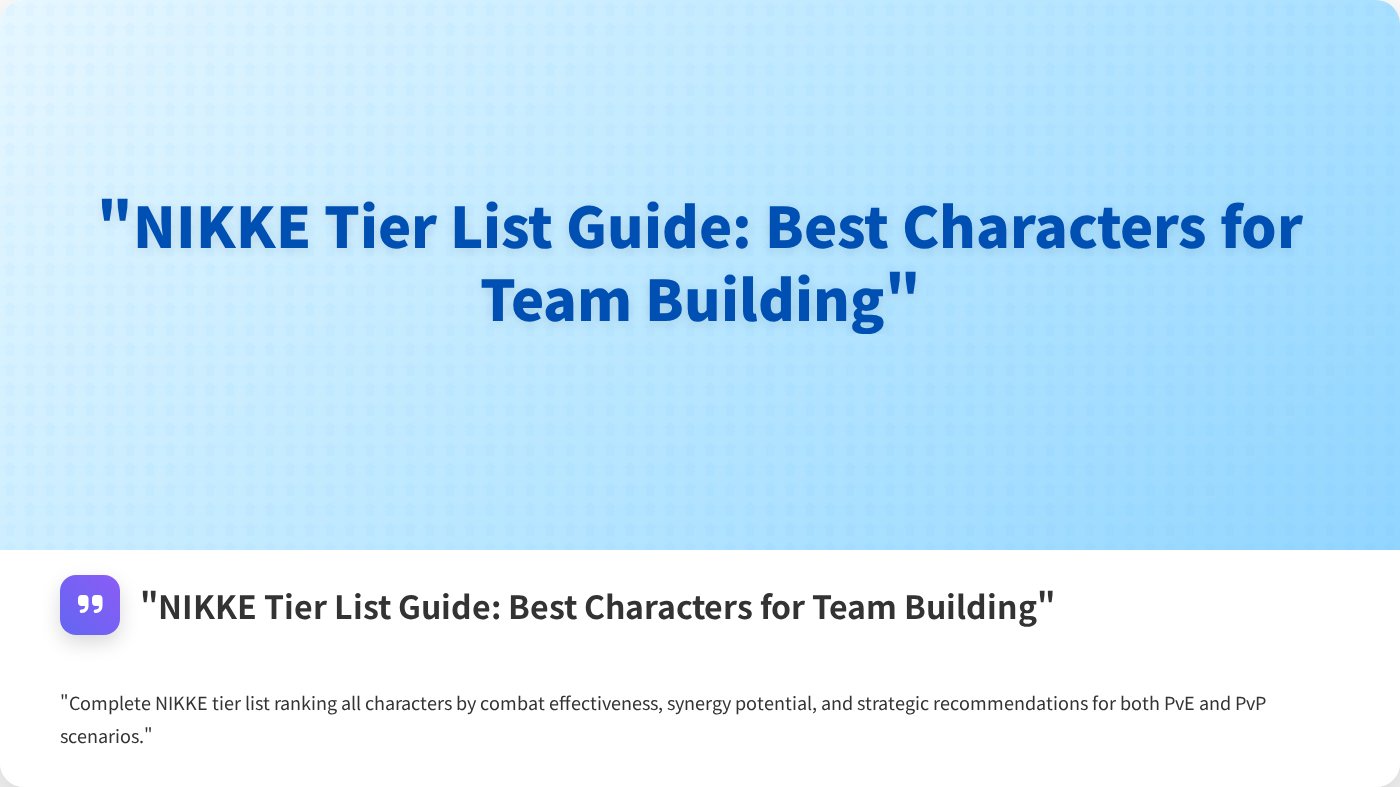 NIKKE Tier List Guide: Best Characters for Team Building | Custom Tier ...