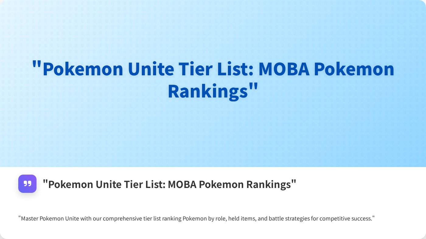 Pokemon Unite Tier List: MOBA Pokemon Rankings | Custom Tier List ...
