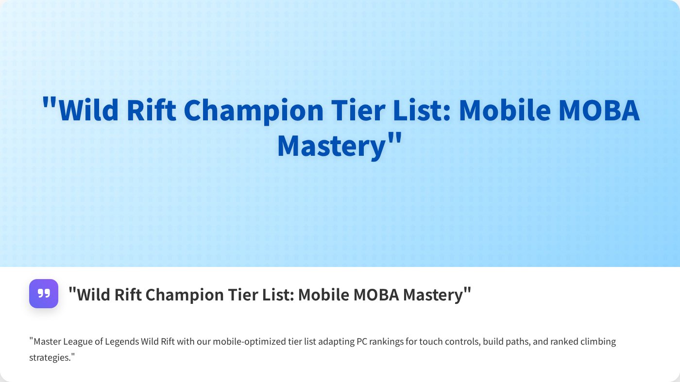 Wild Rift Champion Tier List: Mobile MOBA Mastery | Custom Tier List ...