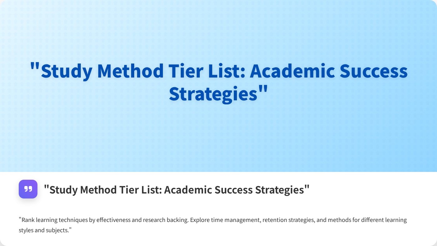 Study Method Tier List: Academic Success Strategies | Custom Tier List ...