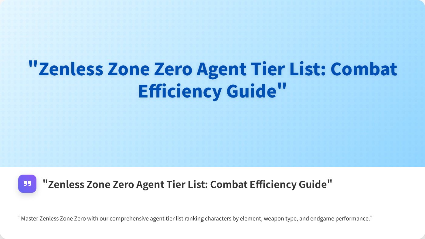 Zenless Zone Zero Agent Tier List: Combat Efficiency Guide | Custom ...